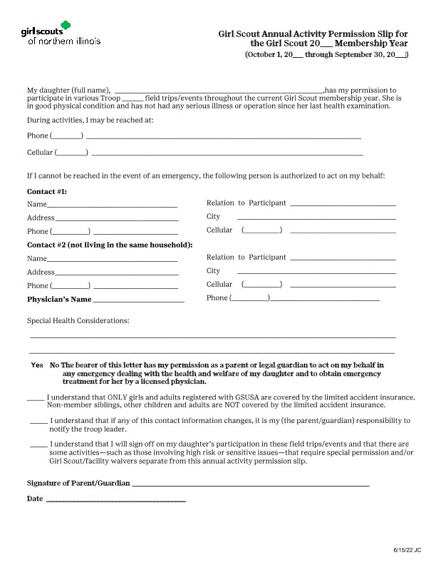 Forms and Documents | Girl Scouts of Northern Illinois